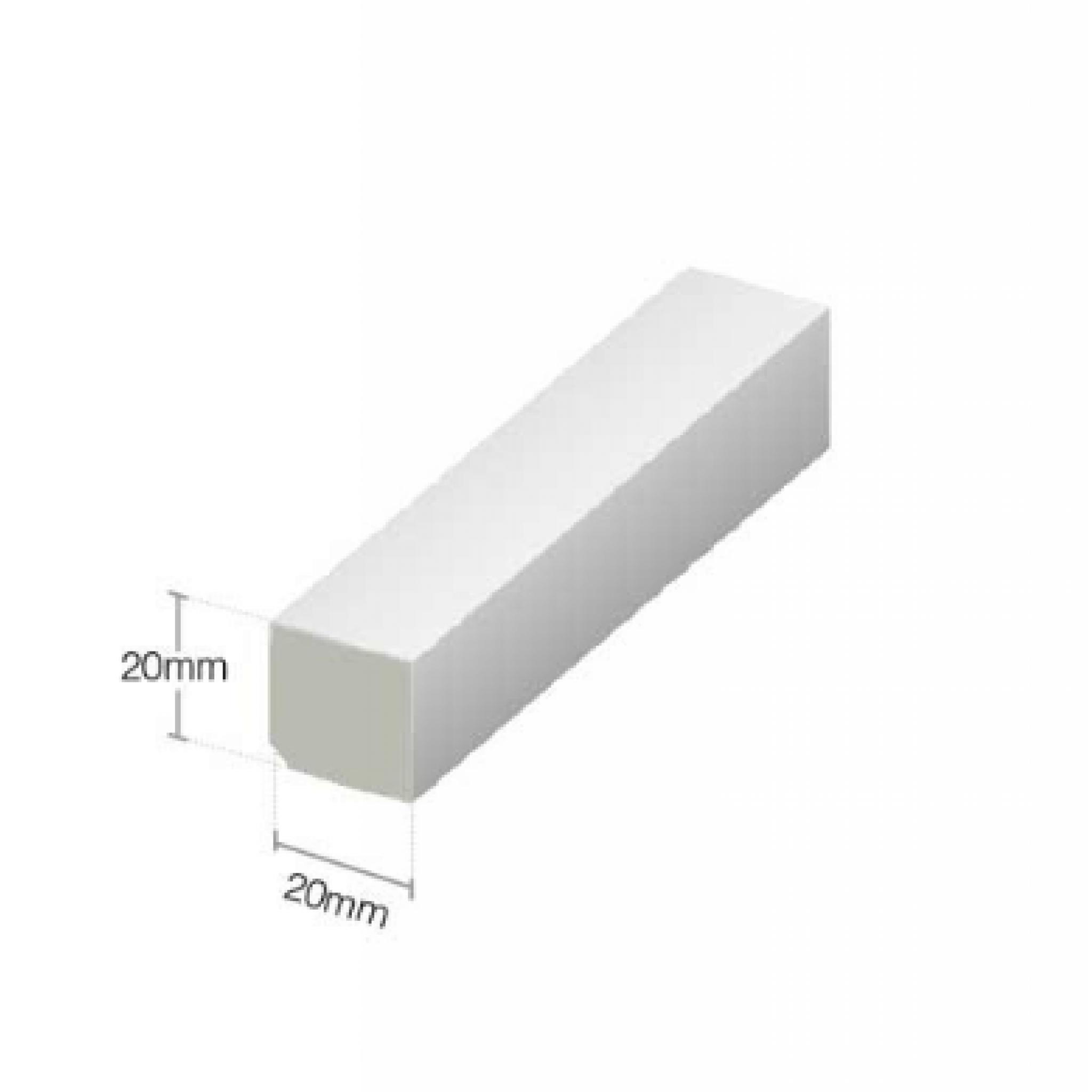 White PVC 20mm Rectangle Bead