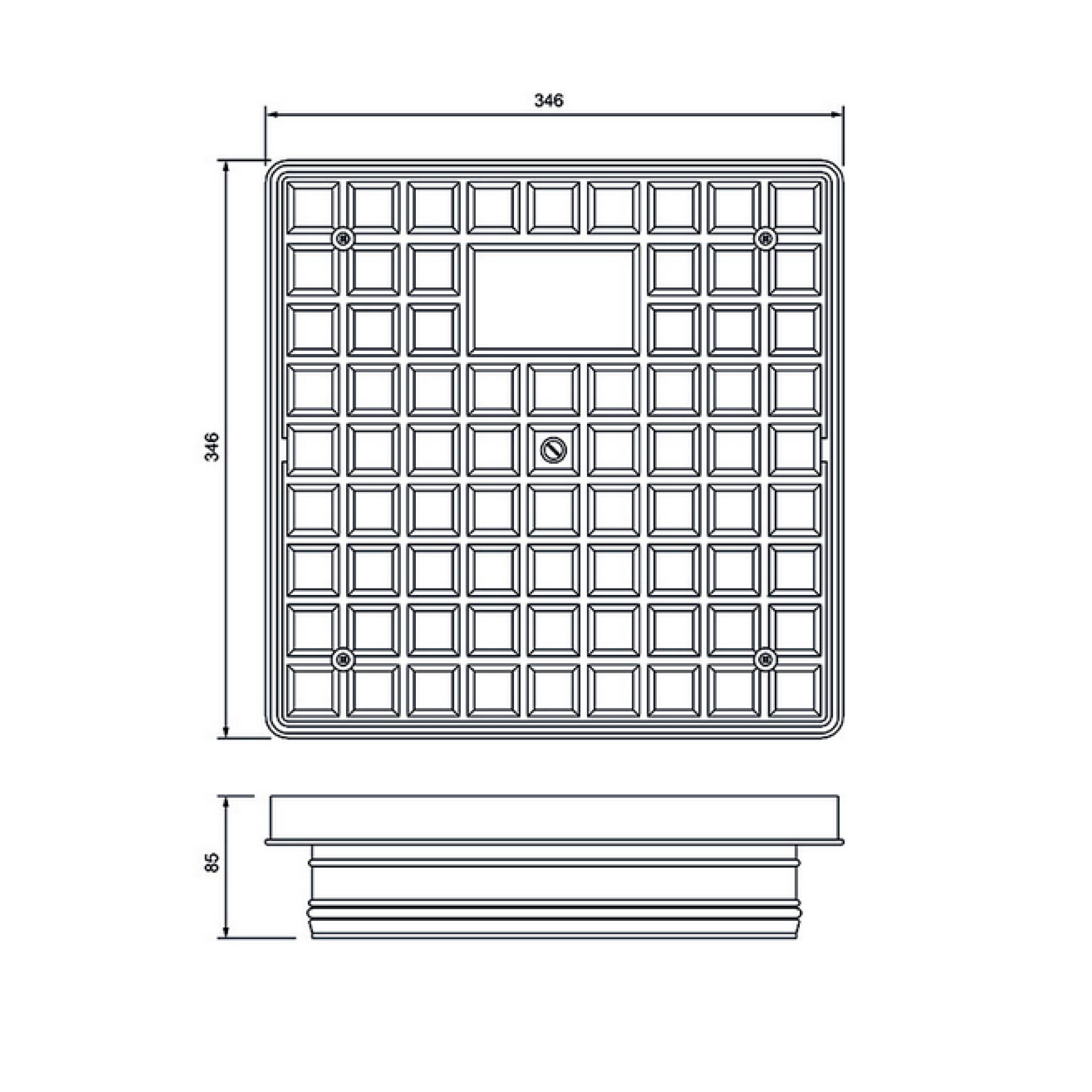 FloPlast 340mm Underground Sealed Square Screw Down Cover