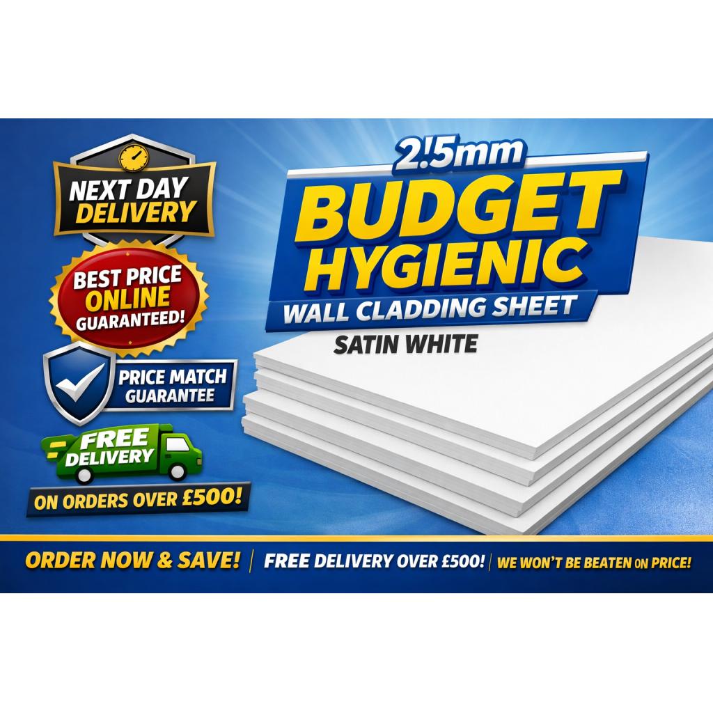 2.5mm Budget PVC Hygienic Wall Cladding Sheet White